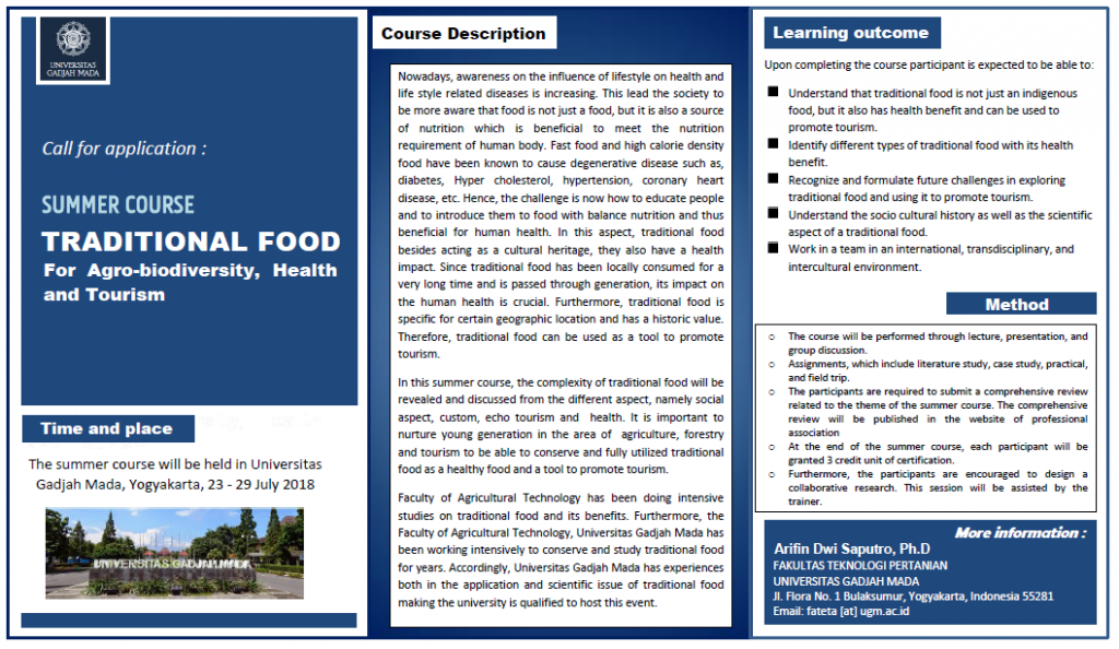 Call for application : SUMMER COURSE TRADITIONAL FOOD For Agro ...