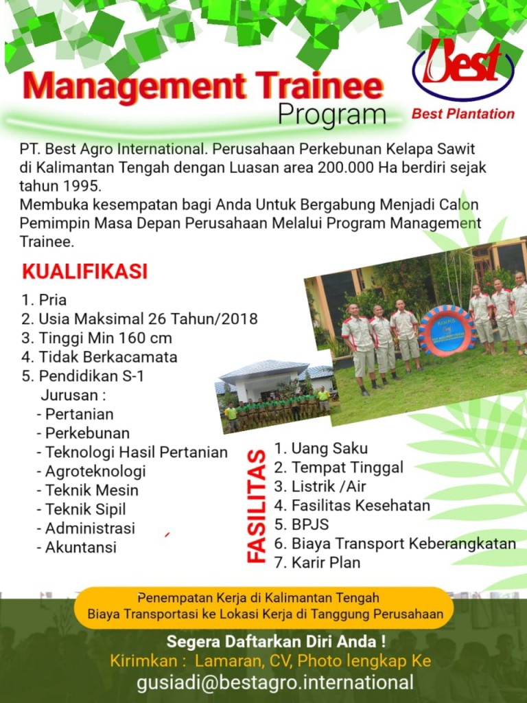 Best Plantation Management Trainee Program – Fakultas Teknologi ...
